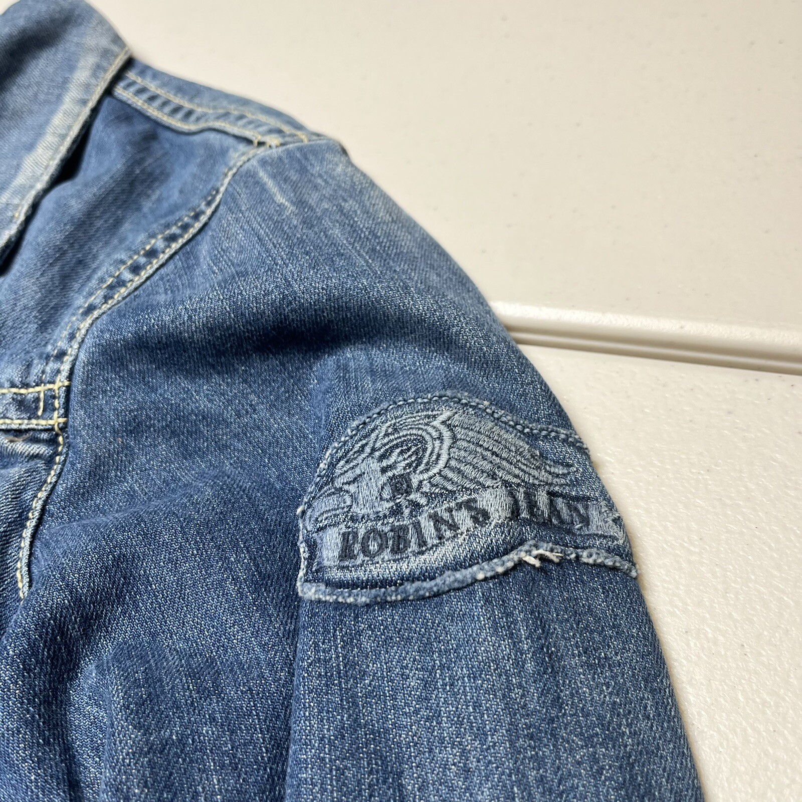 robin jeans denim motorcycle club jacket mens XL - Gem