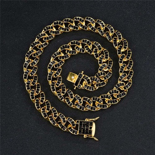 15mm Black Diamond Cuban Chain New Jewelry Rap Hip Hop Necklace | eBay