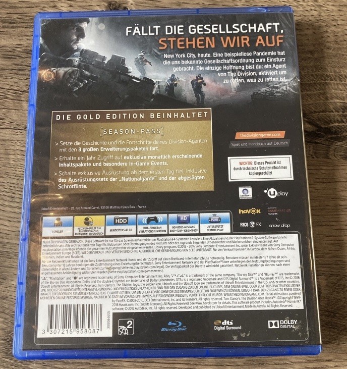 Tom Clancy's The Division - Gold Edition Sony PlayStation 4 PS4 PS ...