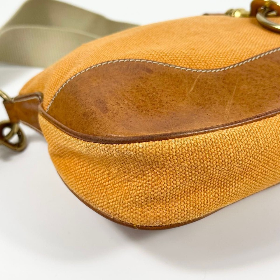 Miu Miu Archive Shoulder Bag - Canvas & Leather Soho in Orange Brown ...