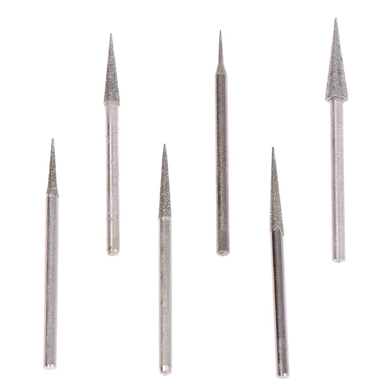 6Pcs 1-4mm Diamond Grinding Head Needle Bits Burrs Engraving Carving ...