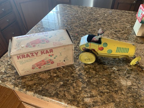 Rare 1920s Ferdinand Strauss Krazy Kar Clown Wind Up Tin Toy W Original ...