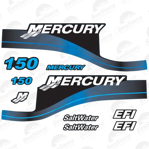 Mercury 150hp EFI SaltWater outboard engine decals Blue sticker set reproduction | eBay
