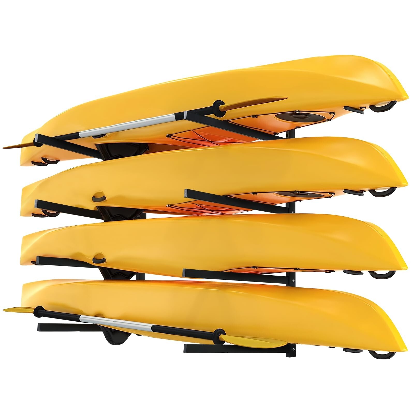 Wall Mounted Kayak Rack for 4, Heavy Duty Canoe Paddleboard Storage ...
