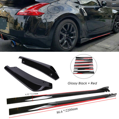 For Nissan 350Z Gloss Black Red Side Skirt Rear Bumper Chin Lip Spats ...