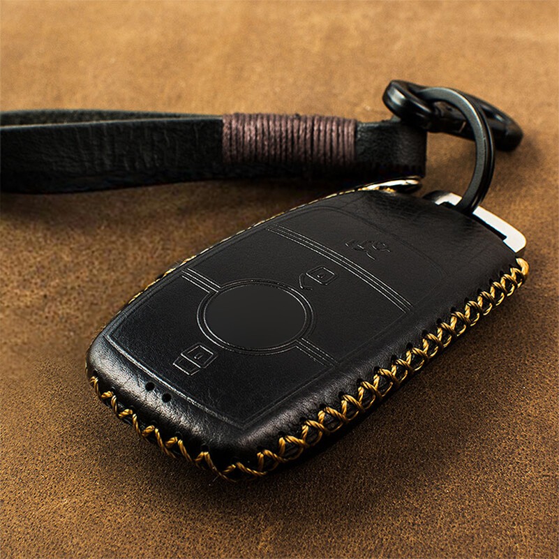 Leather Car Key Case Fob Skin Holder Cover Case For Mercedes Benz E C ...