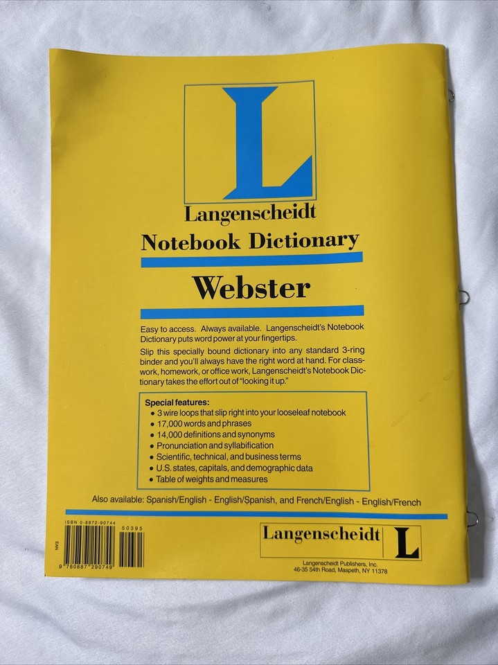 Notebook Dictionary : Webster - Refill by Langenscheidt Publishers ...
