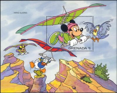Grenada 1992 Disney Mickey Minnie Sports Gliding Planes Cartoons m/s ...