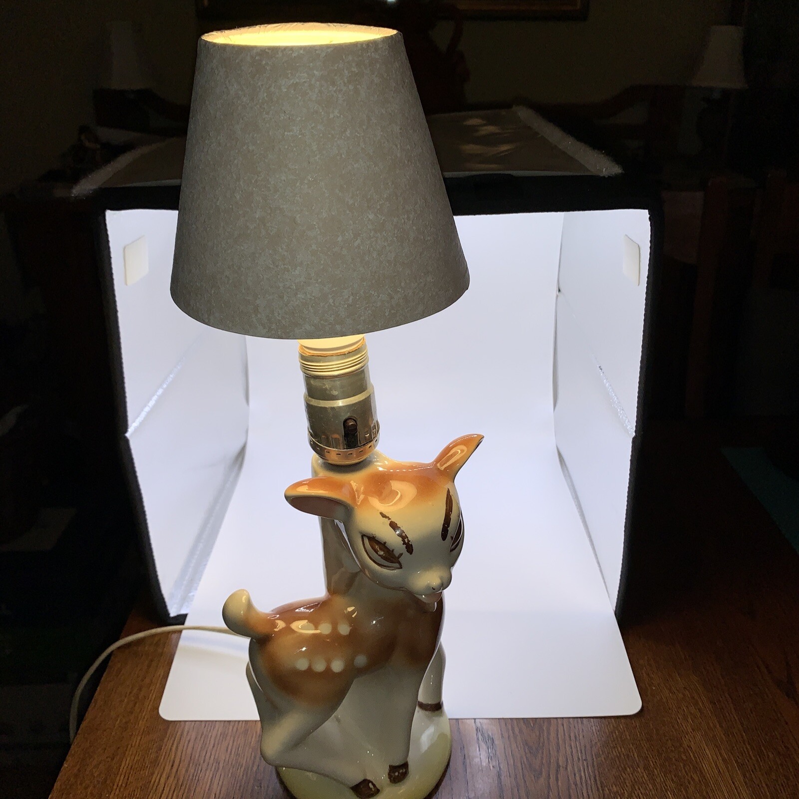 Vintage 1950s Ceramic Kitsch Doe Eyed Fawn Bambi Deer Nursery Lamp ...