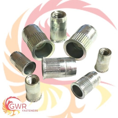 M6 / 6mm Threaded Rivet Insert Riv Nuts - Zinc Plated - Open End ...