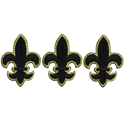 Medium Fleur De Lis Applique Patch - Black Metallic Gold 1.75" (3-Pack, Iron on) | eBay