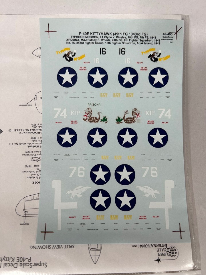 NEW Vtg Super Scale 48-466 P-40E Kittyhawk War Model Airplane 1/48 ...