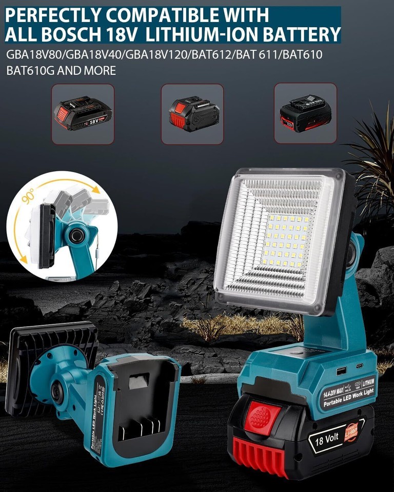 Cordless LED Work Light for Bosch 18v Emergency Lamp Jobsite Light ...