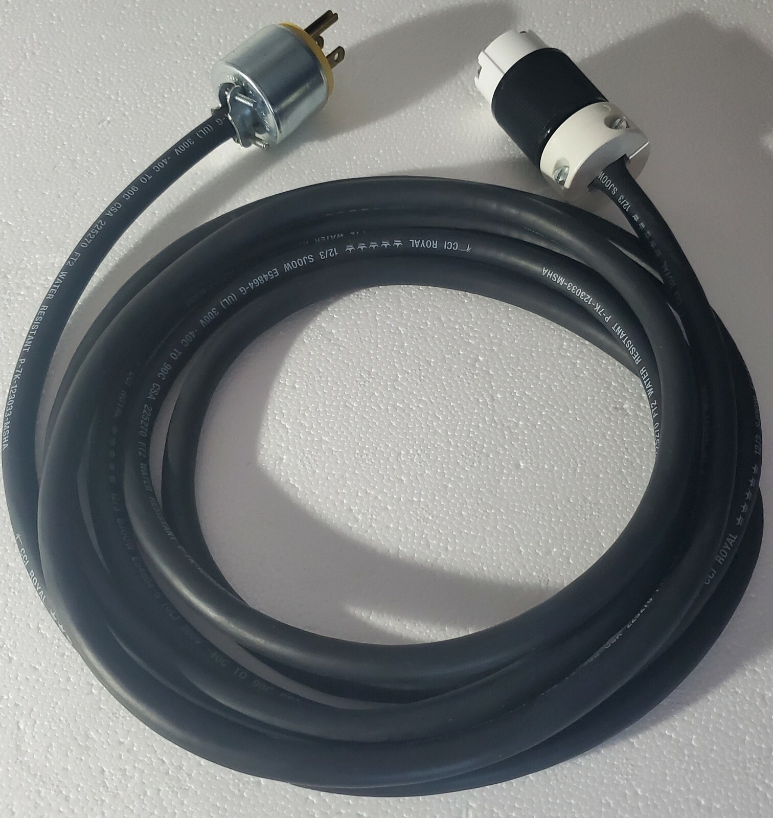 CCI ROYAL POWER CORD 12/3 SJOOW E54864-G(UL)300V CSA 225270 P-7K-123033 ...