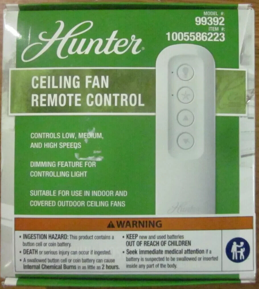 Hunter Universal 3 Speed Damp Rated Ceiling Fan Handheld Remote Control ...