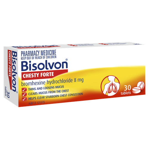Bisolvon Chesty Forte 30 Tablets Clears Mucus from Stubborn Chest ...