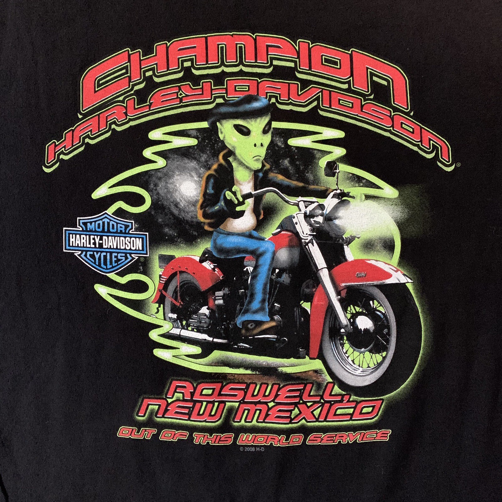 Harley Davidson One Hot Ride Alien T Shirt Size Medium Motorcycle Logo ...