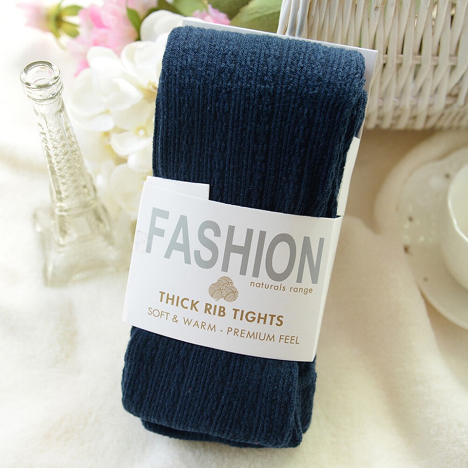 Women Knitted Footed Tights Woolen Yarn Pantyhose Winter Warm Stretch