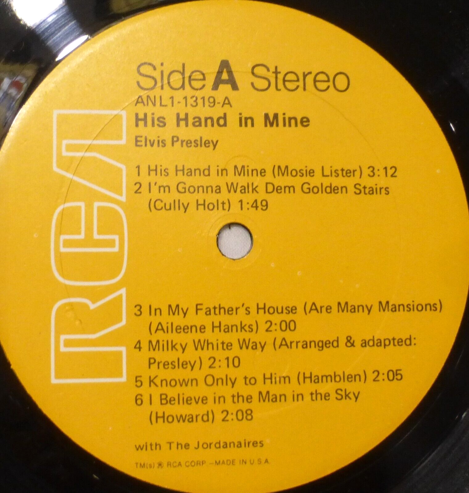 ELVIS PRESLEY "His Hand in Mine" Vinyl Stereo LP, RCA 33rpm, 1976, NM/NM | eBay