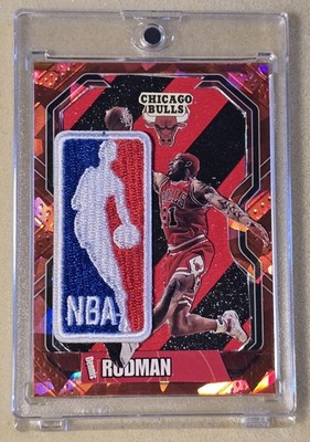 Dennis Rodman Custom Art NBA Logoman Patch Card #/1 Chicago Bulls One ...