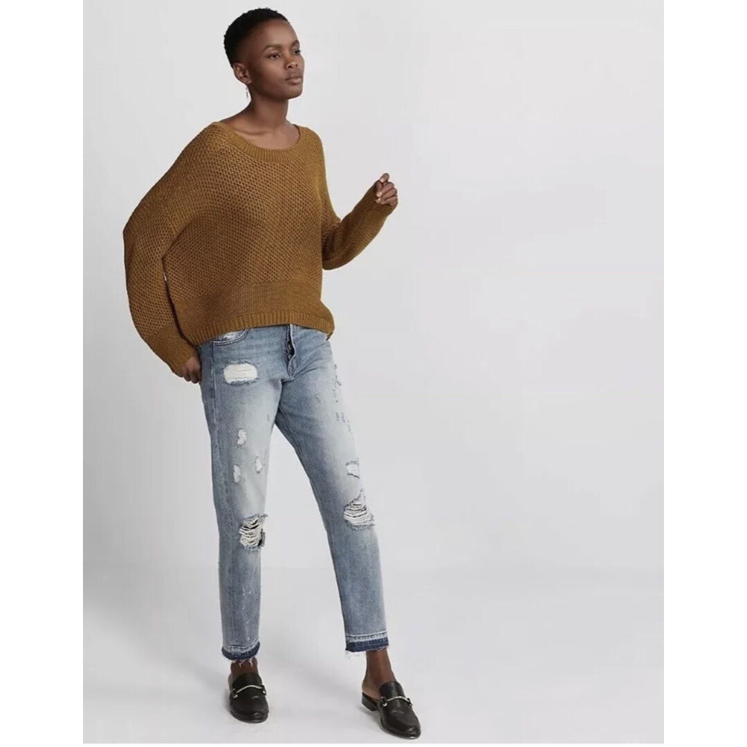 NWT Express Lace-Up Split Back Sweater Oversized Chunky Knit Olive Size ...