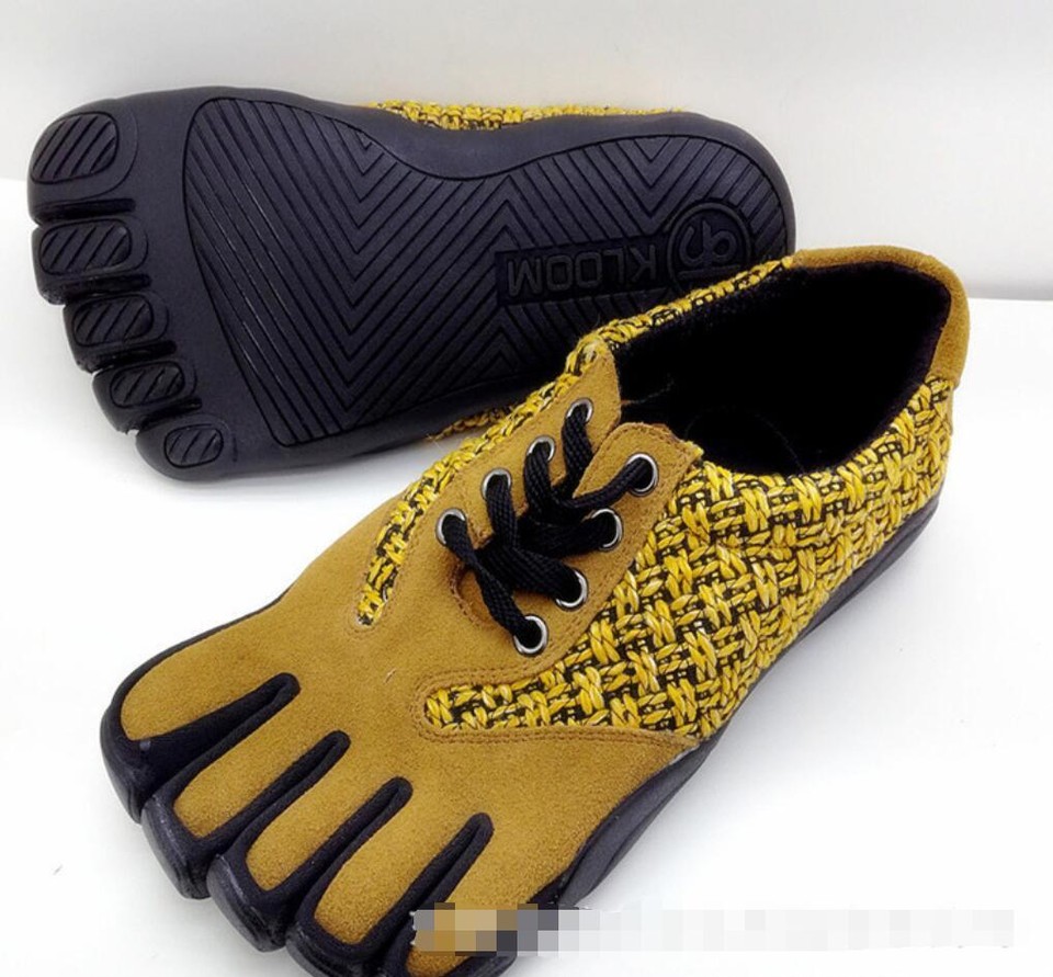 Men's Leather Fingers Toe Shoes Athletic Casual Lace Up Breathable ...
