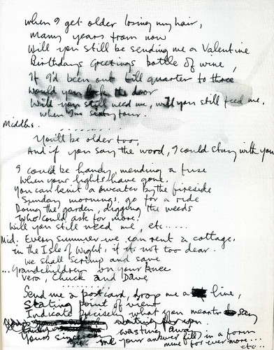 BEATLES Paul McCartney Handwritten Lyrics 'When I'm Sixty-Four 64 ...