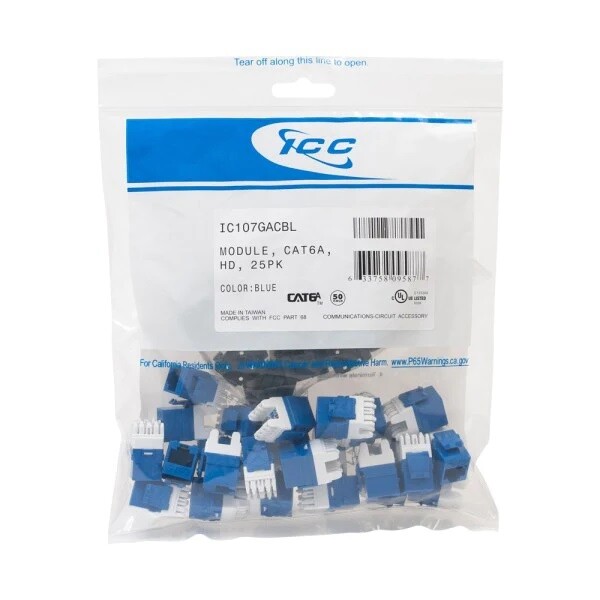 ICC MODULE CAT6A HD 25PK BLUE IC107GACBL UPC 633758095877 - Business ...