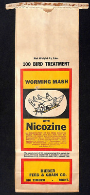 Bieber Feed & Grain Co. Big Timber, MT Hess Nicozine Worming Mash Bag ...