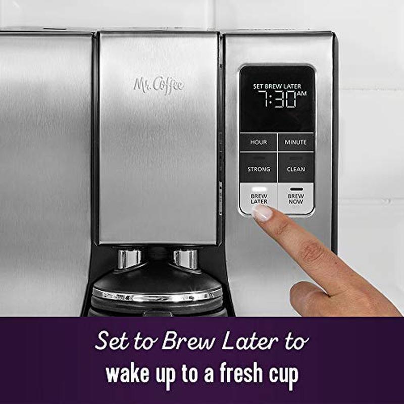 10 Cup Programmable Coffee Maker Stainless Steel Auto Pause Freshness ...