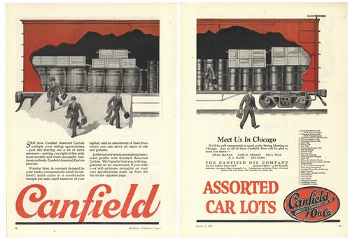 1927 Ads F&B of Page: Canfield Oil 2 Pg Ad + Buffalo Meter & Texas ...