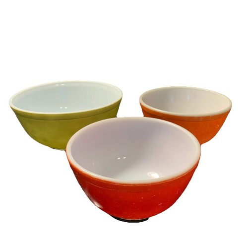 Vintage PYREX Primary Solid Colors 3 Mixing Bowls Red 7” Green 9 ...