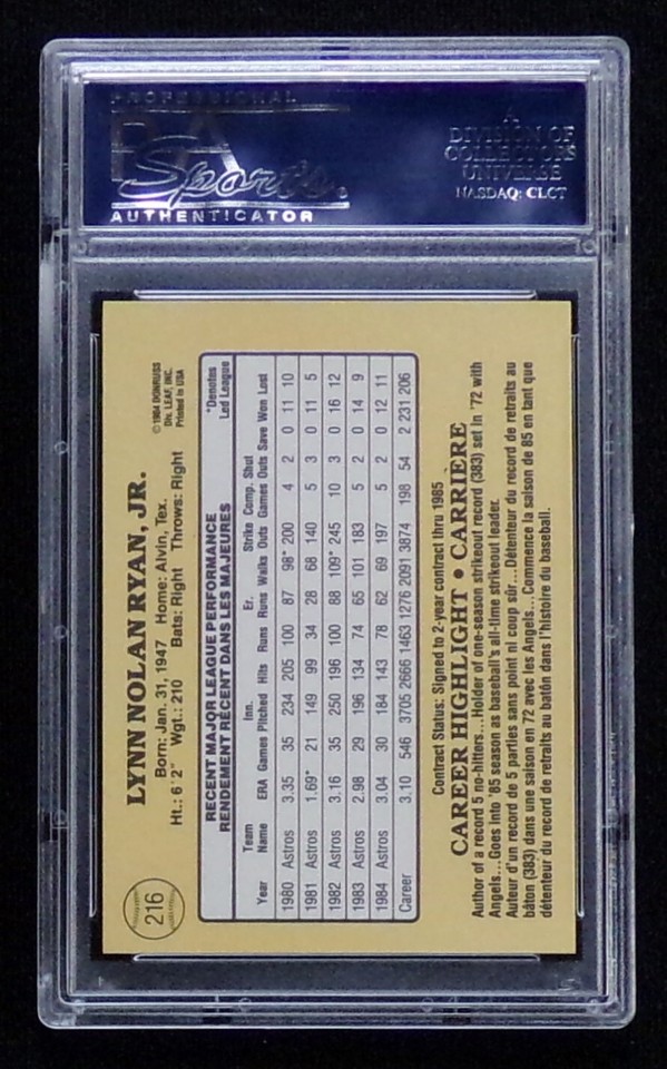 1985 LEAF NOLAN RYAN #216 PSA 9 ** MINT ** | eBay