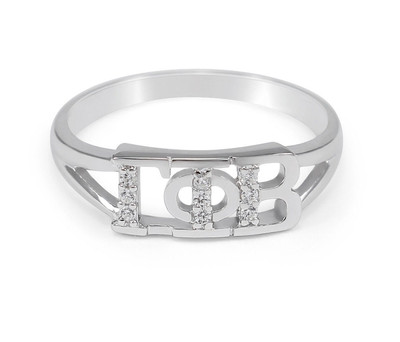 Gamma Phi Beta Sterling Silver Ring with Simulated Diamonds, NEW ...