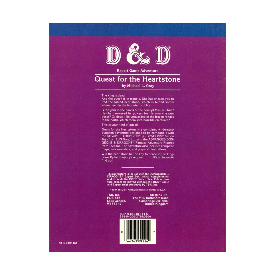 TSR Basic D&D Quest for the Heartstone VG+ | eBay