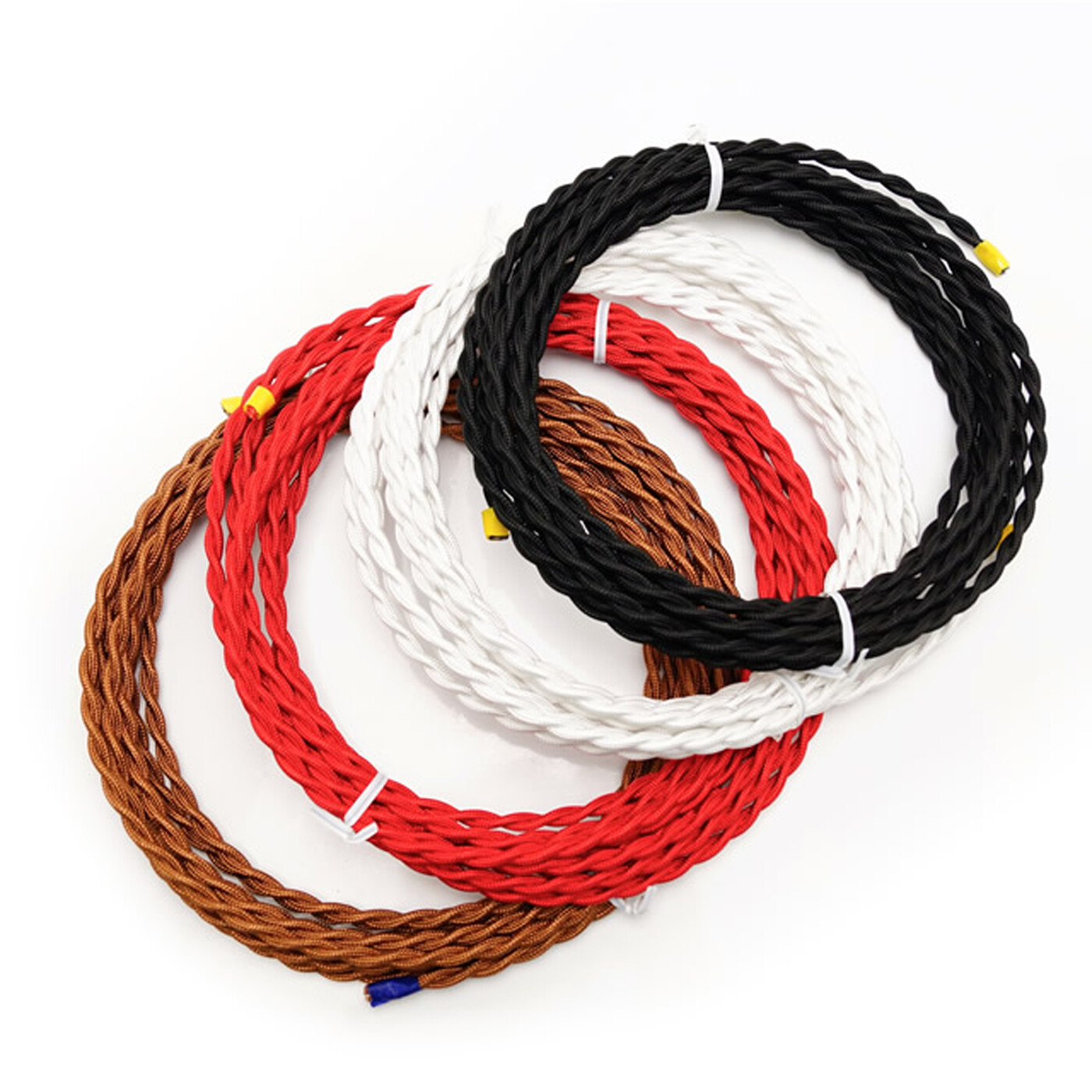 2/ 3 Core Twisted Vintage Style Coloured TWIST Braided Fabric Cable ...