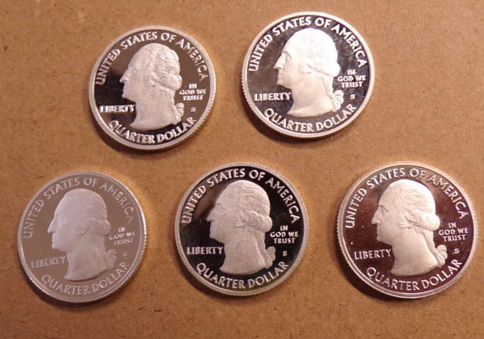 1 Troy Ounce Proof Silver Round Quarter 90% Silver 5Coin Lot 2009 2014 ...