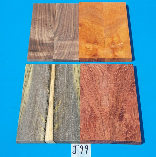 4 PAIRS KNIFE SCALES~BLUE MAHOE~BUBINGA~PERNAMBUCO~WALNUT~EXOTIC WOOD ...