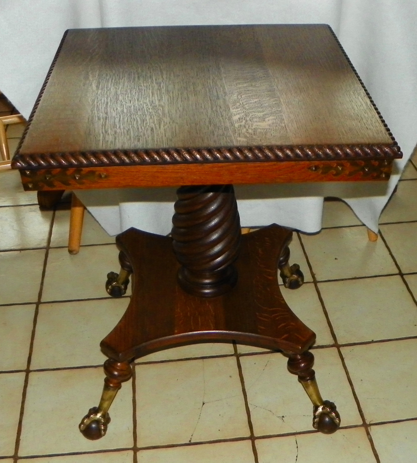 Merklen Solid Quartersawn Oak Carved Center Table / Parlor Table (BM ...