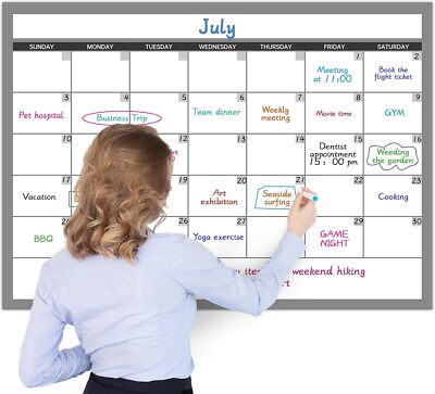 Large Dry Erase Calendar for Wall, Undated 1 Month Wall Calendar, 40" x ...