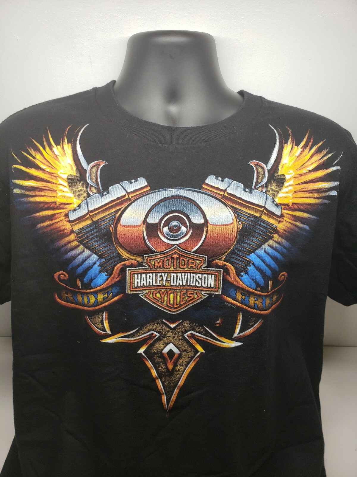 Harley Davidson Shirt Ride Free Motor Wings - Gem