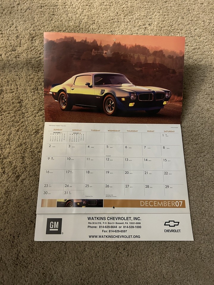 vintage collector calendar (2008 Watkins Chevrolet Muscle Cars) | eBay