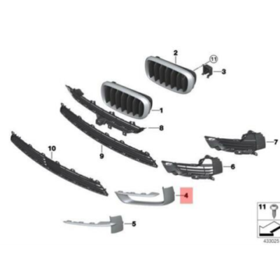 New Genuine BMW X5 F15 Right Lower Front Bumper Trim Grille Pure ...