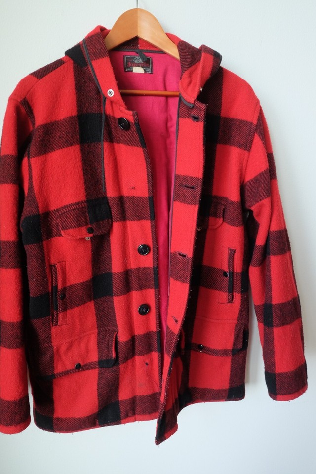 VINTAGE USA Johnson Woolen Mills Coat Mackinaw Wool Cruiser Jacket Jac ...