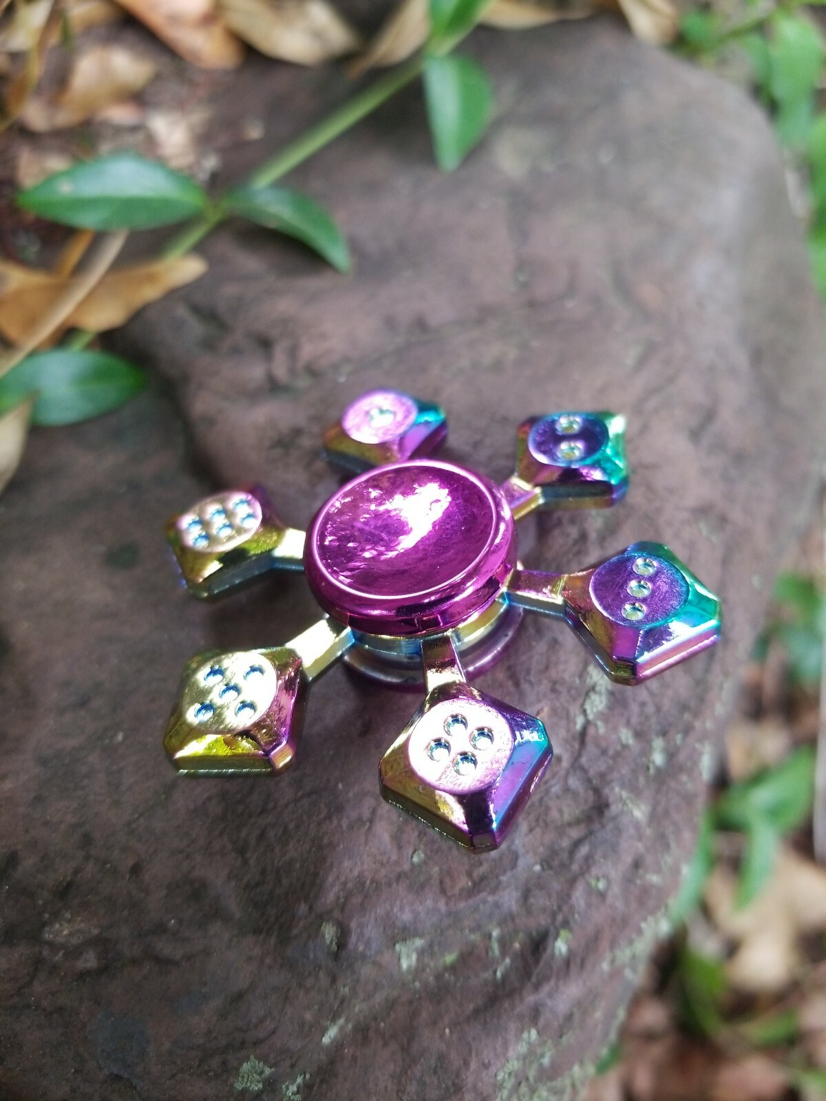 DICE RAINBOW FIDGET SPINNER BOYS GIRLS ADHD ADULTS TOYS KIDS OIL SLICK ...