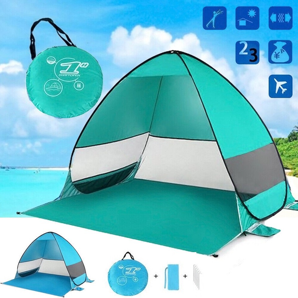 Camping Tent -3-4-Person Easy Pop Up Tent with 2 Doors -UPF50 ...