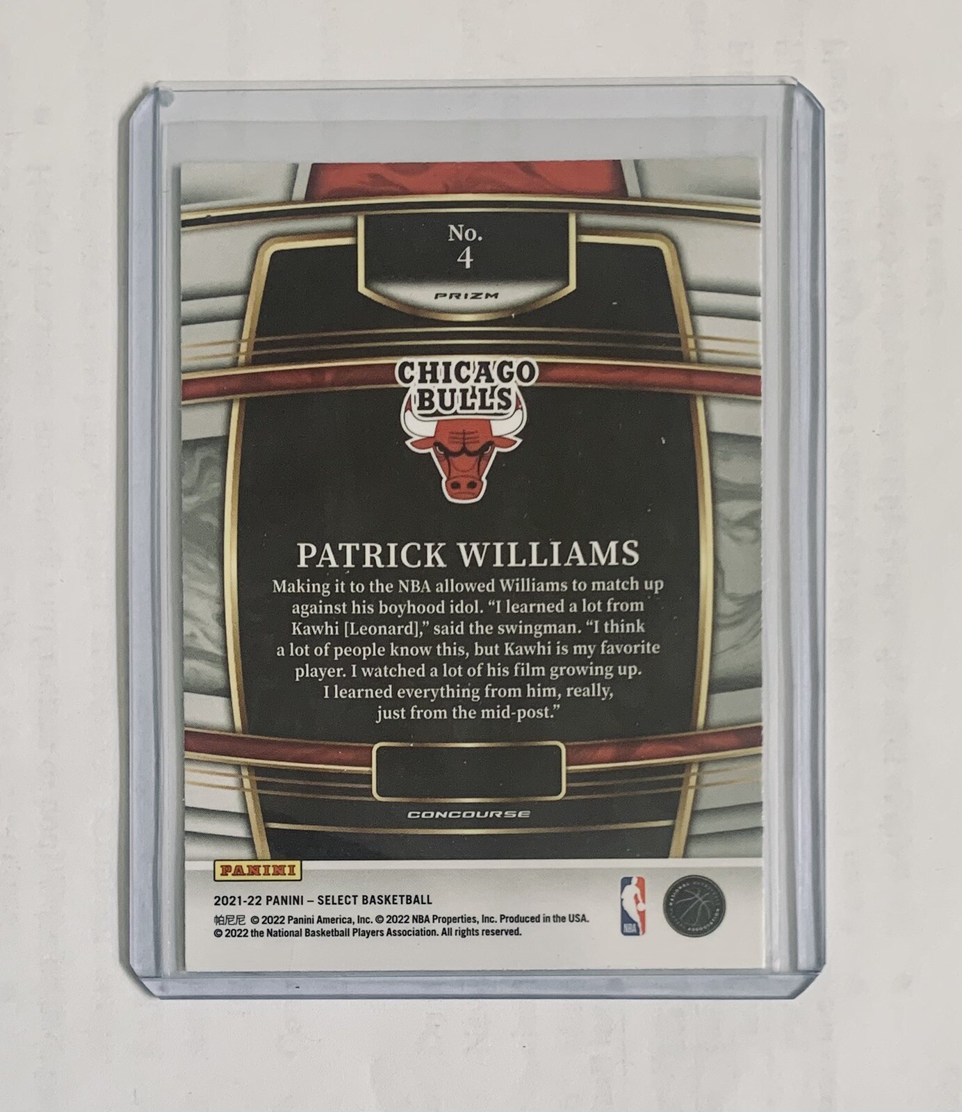 2021-22 Panini Select Patrick Williams #4 Blue Shimmer Prizm Chicago ...