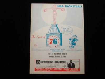 October 25, 1966 Baltimore Bullets @ Philadelphia 76ers NBA Program | eBay