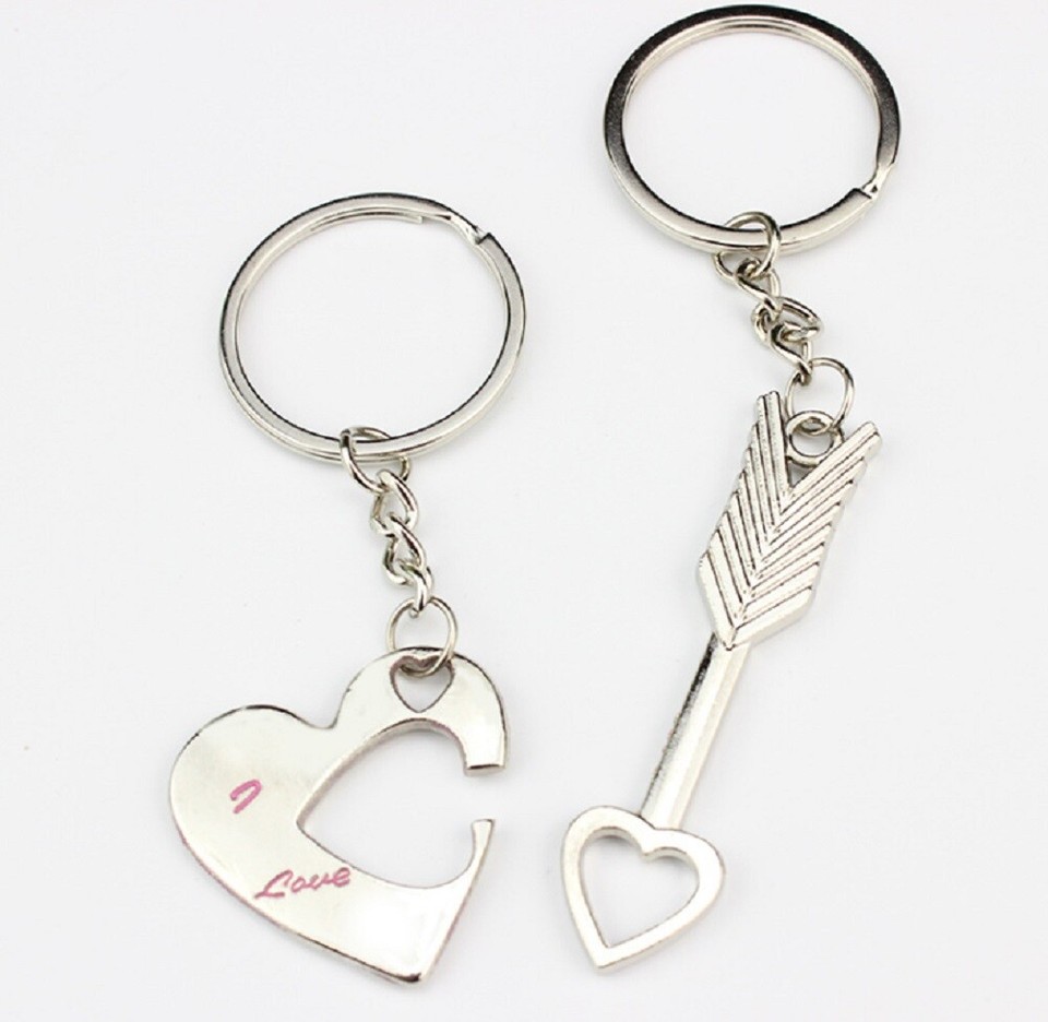 Romantic Couple Keychain Set – Heart Keyrings, Valentine’s Day Gift ...