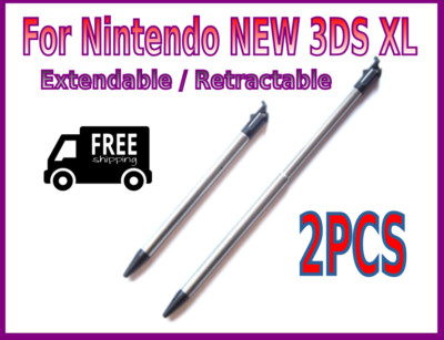 2PCS Stylus Pen for Nintendo NEW 3DS XL Extendable Retractable Black ...